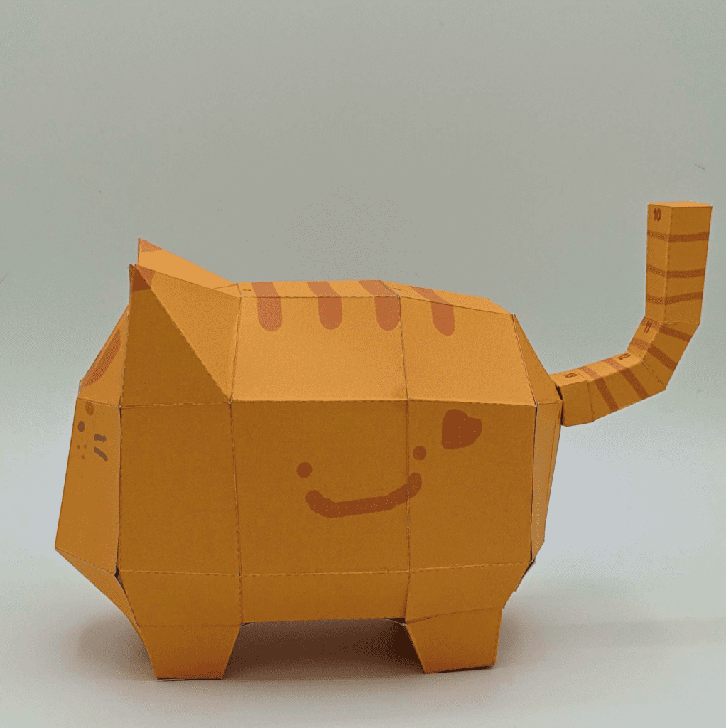 Orange Cat Papercraft Kit - Fubzo Papercraft