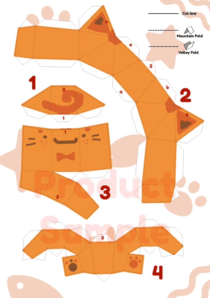 Orange Cat Papercraft Kit - Fubzo Papercraft